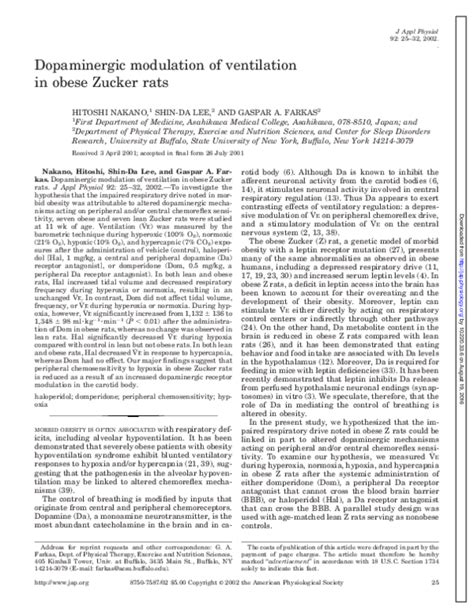 Pdf Adenosinergic Modulation Of Ventilation In Obese Zucker Rats