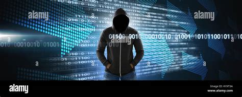 Anonymous Hacker With Computer Code Binary Interface Stock Photo Alamy