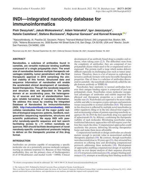 pdf indi—integrated nanobody database for immunoinformatics