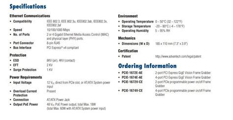 Advantech PCIE 1674E AE Grabber Card