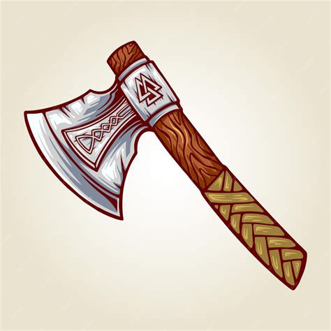 Coloring Page Viking Axe Cartoon Character Vector Ill