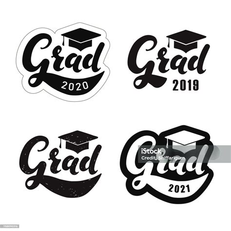 졸업 레이블 집합입니다 졸업 디자인 축하 이벤트 파티 고등학교 또는 대학 졸업을위한 벡터 격리 요소 2020년 졸업 개체 그룹에 대한 스톡 벡터 아트 및 기타 이미지