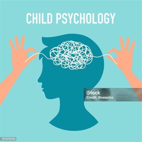 아동 심리학 개념 벡터 일러스트레이션 손이 평평한 디자인으로 머리 위의 심리적 얽힌 을 풀어 듣기에 대한 스톡 벡터 아트 및 기타 이미지 Istock
