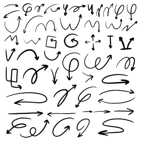 Doodle Pfeil Auflistung Handgezeichnete Pfeile Premium Vektor