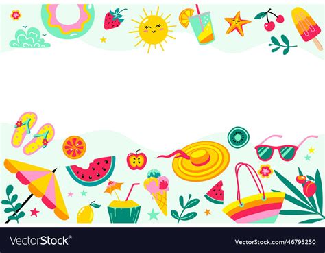 Summer Background Concept Set Of Cute Royalty Free Vector