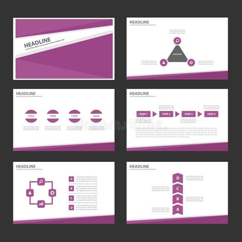 Purple Infographic Elements Icon Presentation Template Flat Design Set