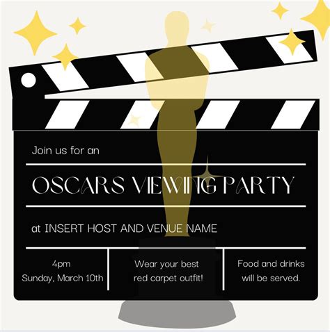 Oscars Party Animated Editable Digital Party Invitation Diy Template