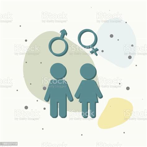 Icône Vectorielle De Lhomme Et De La Femme Sur Fond Multicolore