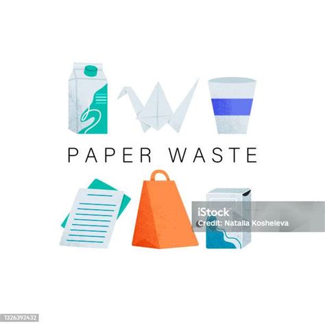 종이 폐기물 평면 만화 일러스트 쓰레기 재활용 배너 디자인 0명에 대한 스톡 벡터 아트 및 기타 이미지 0명 감소 개념