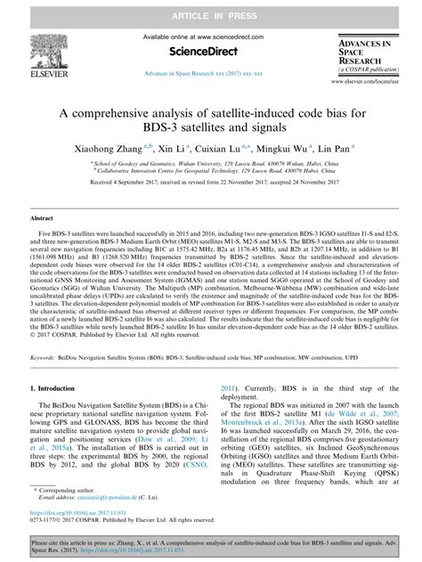 Pdf A Comprehensive Analysis Of Satellite Induced Code Bias For Bds 3 Satellites And Signals