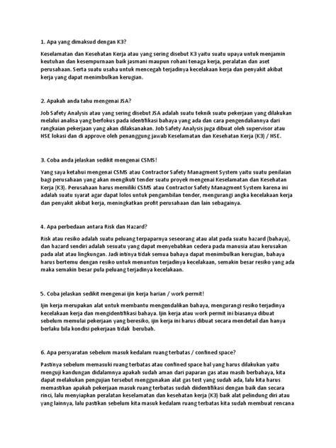 Pertanyaan Interview Hse Pdf