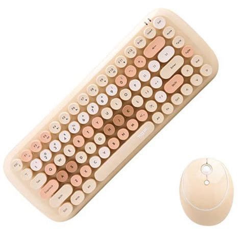 Getuscart Kbd Mini Wireless Keyboard Mouse Set Round Keycap Multi Colour Cute Lovely For Girls