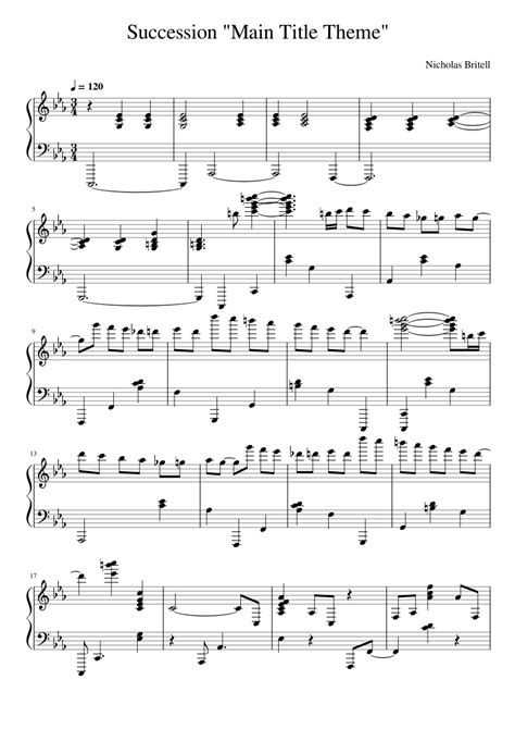 Succession Title Theme Nicholas Britell Sheet Music For Piano Solo