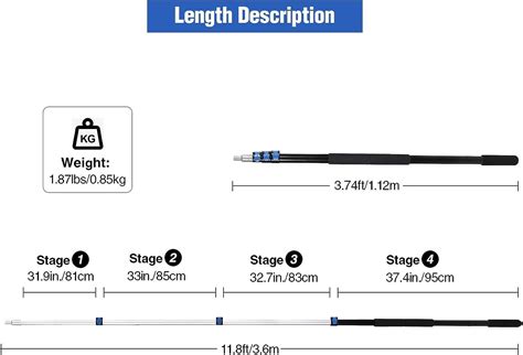 Playinyard 12ft Telescoping Boat Hook For Docking Lightweight