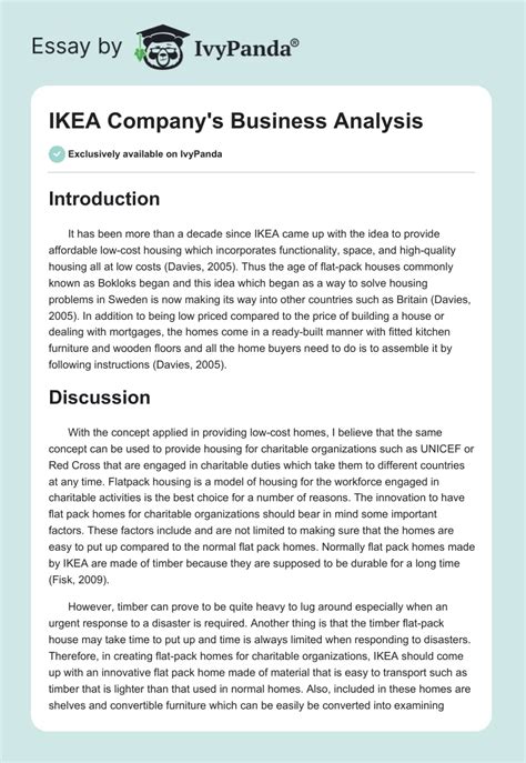 Ikea Companys Business Analysis 1048 Words Report Example