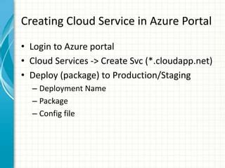 Azure Series 2 Creating A Cloud Service Web Role PPT