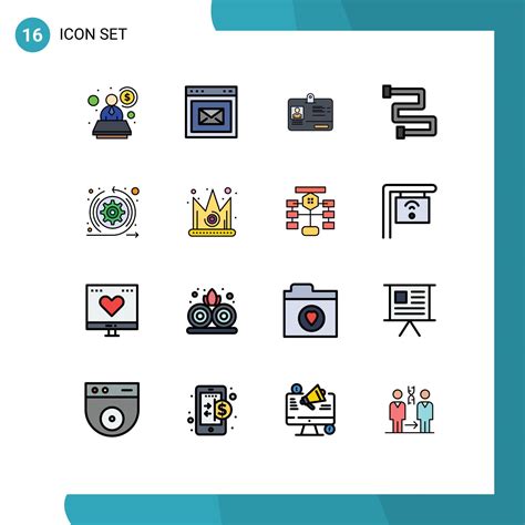 Flat Color Filled Line Pack Of 16 Universal Symbols Of Sprint Arrows