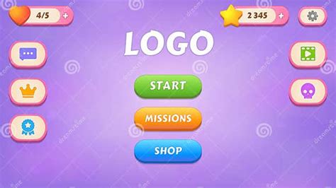 Main Menu Gui Kit Casual Assets For A Game Mobile A Set Of User