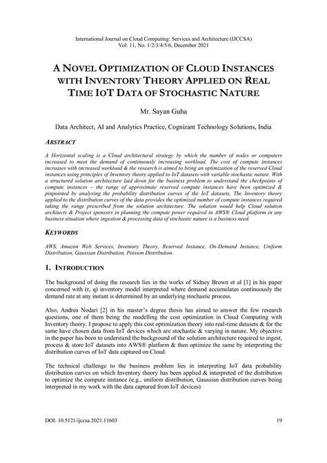 A Novel Optimization Of Cloud Instances With Inventory Theory Applied On Real Time Iot Data Of