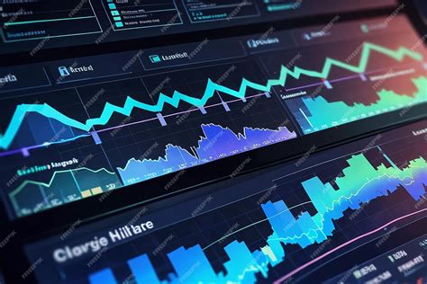 Closeup Of A Futuristic Data Analytics Dashboard With Glowing Blue Charts And Graphs On A
