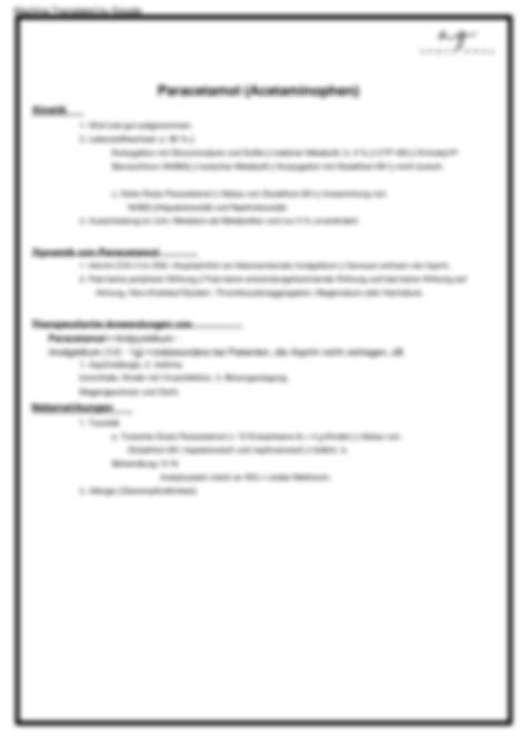 SOLUTION Zns Schriftlich Paracetamol Acetaminophen Colchicin