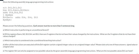 Solved Given The Following Assembly Language Programming Chegg