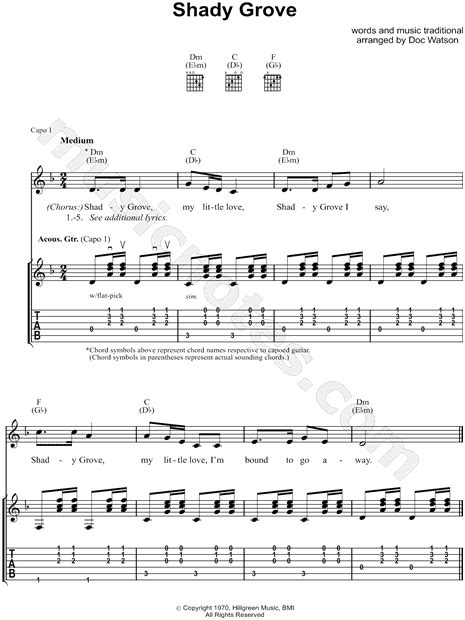 Shady Grove Guitar Chords