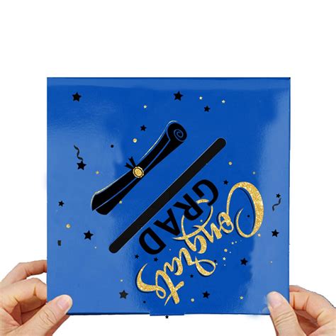 Wutyu Graduation Card Box 2024 Congrats Grad T Card Holder Blue Gold
