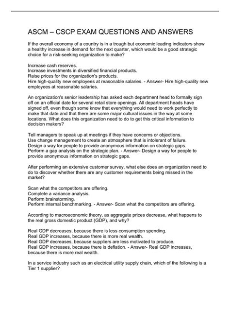 Ascm Cscp Exam Questions And Answers Ascm Cscp Stuvia Us