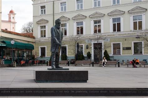 Monument Of Jonas Basanavicius In Vilnius Lithuania Editorial Photo