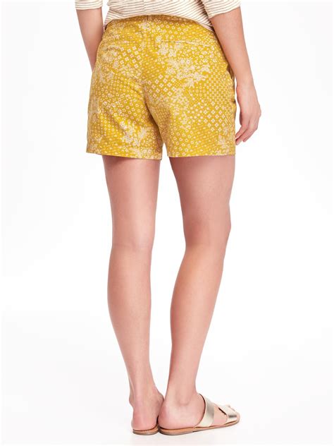 Mid Rise Everyday Twill Shorts For Women 5 Inch Inseam Old Navy