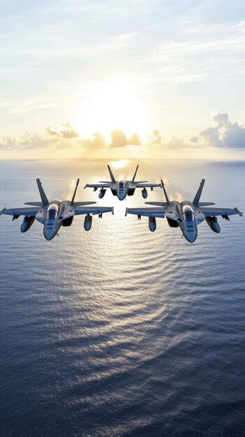 Fighter Jets Perform A Dynamic Display Over The Ocean Launching Rockets
