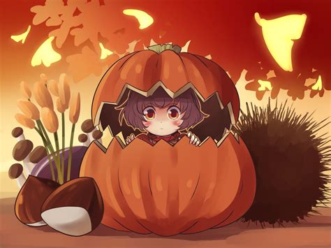 Autumn Blush Brown Hair Chibi Halloween Pumpkin Short Hair Tagme