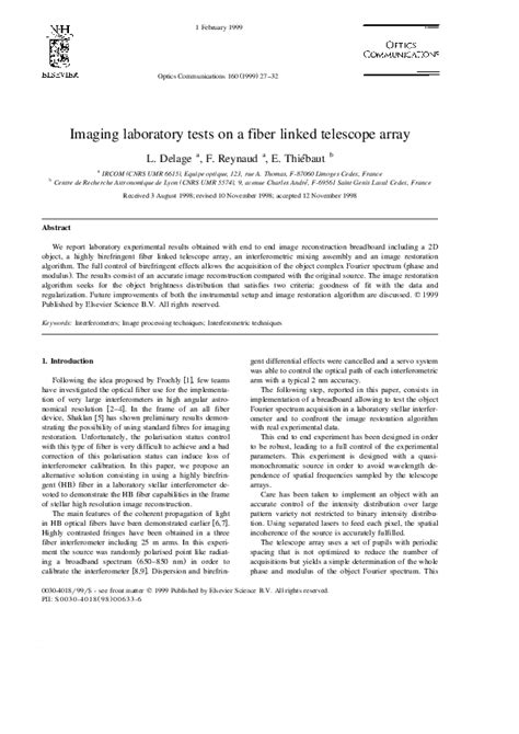Pdf Imaging Laboratory Tests On A Fiber Linked Telescope Array