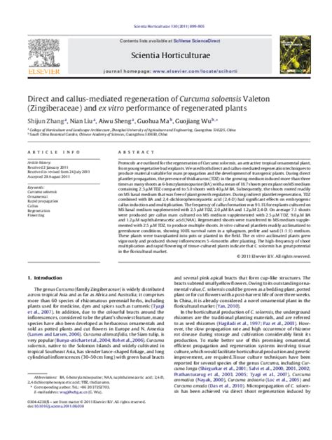 Pdf Direct And Callus Mediated Regeneration Of Curcuma Soloensis