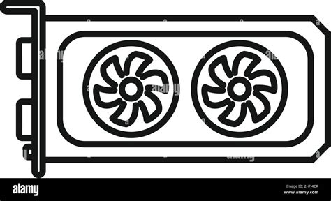 Cpu Video Card Icon Outline Vector Gpu Fan Chip Ram Stock Vector