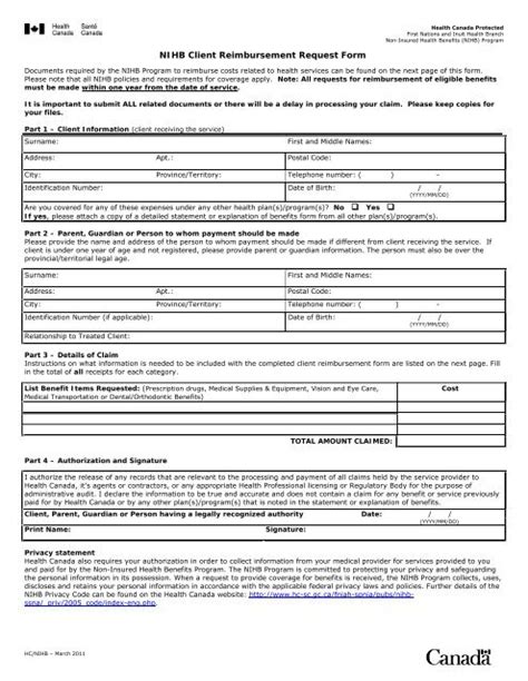 Nihb Client Reimbursement Request Form Dental Orthodontics