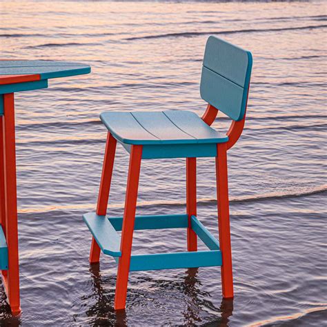 Amish Maui Surfboard Patio Poly Lumber 6 Bar Table And Stools For 2