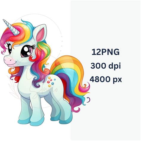 Rainbow Unicorn Clipart Cute Chibi Unicorn Rainbow Clipart Magic