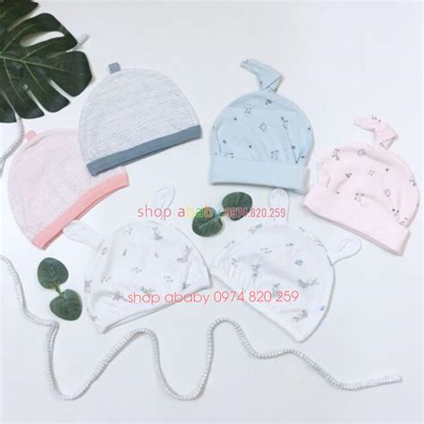 Mũ Thỏ Sơ Sinh Miomio Khăn Mũ