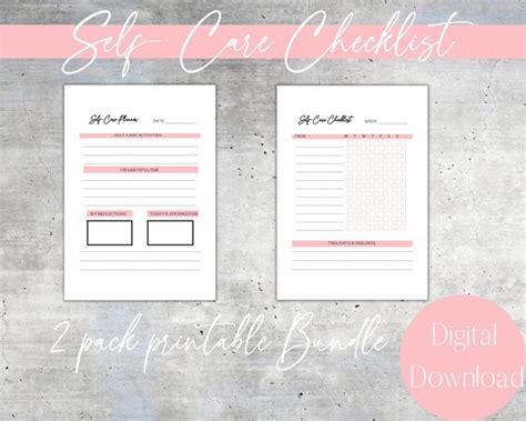 Self Care Checklist Self Care Wellness Etsy