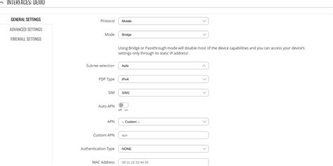 File Networking Rutos Manual Interfaces Interface Configuration General Setup Mobile Bridge Mode