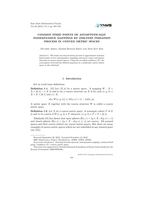 Pdf Common Fixed Points Of Asymptotically Nonexpansive Mappings By One Step Iteration Process