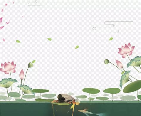 清新文艺荷花池塘插画免抠PNG图片素材下载 图片编号7282629 PNG素材网