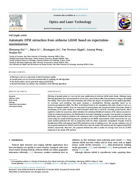 Pdf Automatic Dtm Extraction From Airborne Lidar Based On Expectation