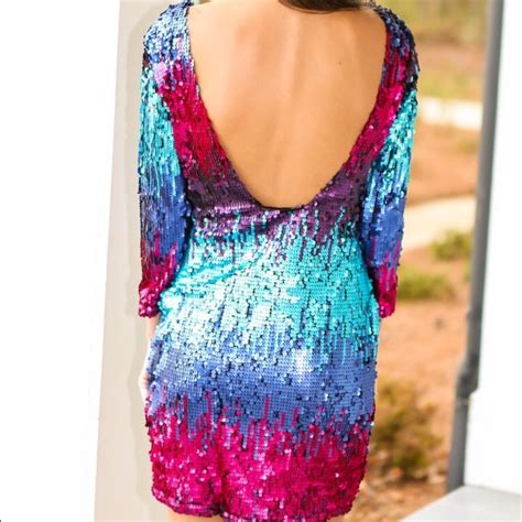 Multi Colored Sequin New Years Eveparty Dress Gem