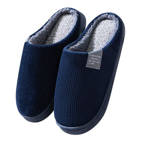 Zizocwa Mens Wide Shoes Slipper Mens On Slip Plush For Men Soft