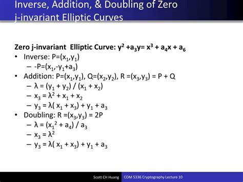 Ppt Com5336 Cryptography Lecture 10 Elliptic Curve Cryptography Powerpoint Presentation Id