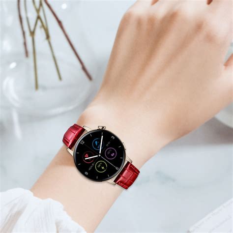 Fxi表带适用华为watch432 Gt4 Gt3 Gt2保时捷款watch432 Gt4 Gt3 Gt2 Pro表带真皮红色头层牛皮鳄鱼纹
