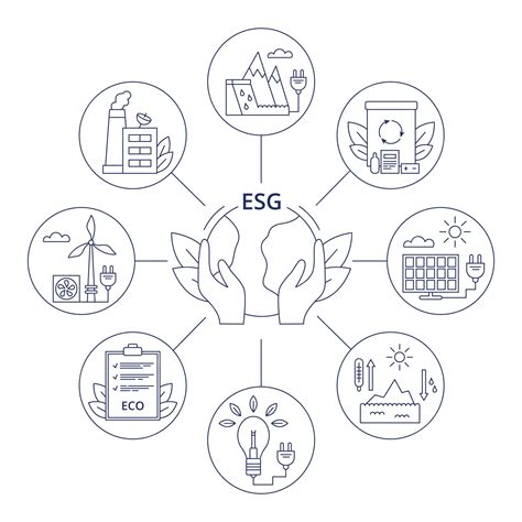 아이콘 환경 Esg 개념을 설정합니다 벡터 일러스트 레이 션 흰색 배경에 고립입니다 프리미엄 벡터
